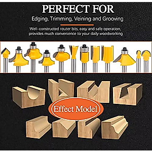 Router Bits 1/4 Shank, Router Bit Set 15 Pcs, Roundover Router Bit 1/4 Shank - Carbide Router Bits for Wood, Woodworking, DIY