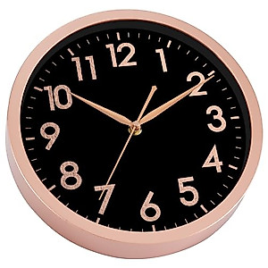 AKCISOT Wall Clock 10 Inch Rose Gold Modern Wall Clocks Battery Operated - Analog Small Silent Non Ticking Clock Decorative for Living Room, Office, Bedroom, Bathroom, Kitchen