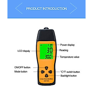 Cheffort Handheld Carbon Monoxide Meter, Portable Carbon Monoxide Detector, Professional-Grade CO Gas Tester with LCD Backlit Display, 0-1000PPM Range for Industrial and Home (Battery Not Included)