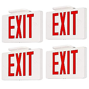 Hykolity LED Exit Sign, Red Letter Emergency Exit Lights, 120V-277V Universal Mounting Double Face - 4 Pack