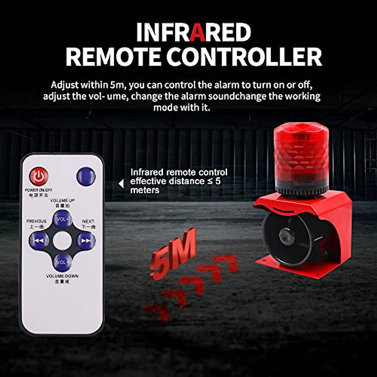 SF-513 (DC 12V~24V) Industrial Sound and Light Alarm Emergency Warning Light Outdoor Waterproof Alarm Horn Siren Safety Voice Strobe Flash 120dB Waterproof… (AC 220V)