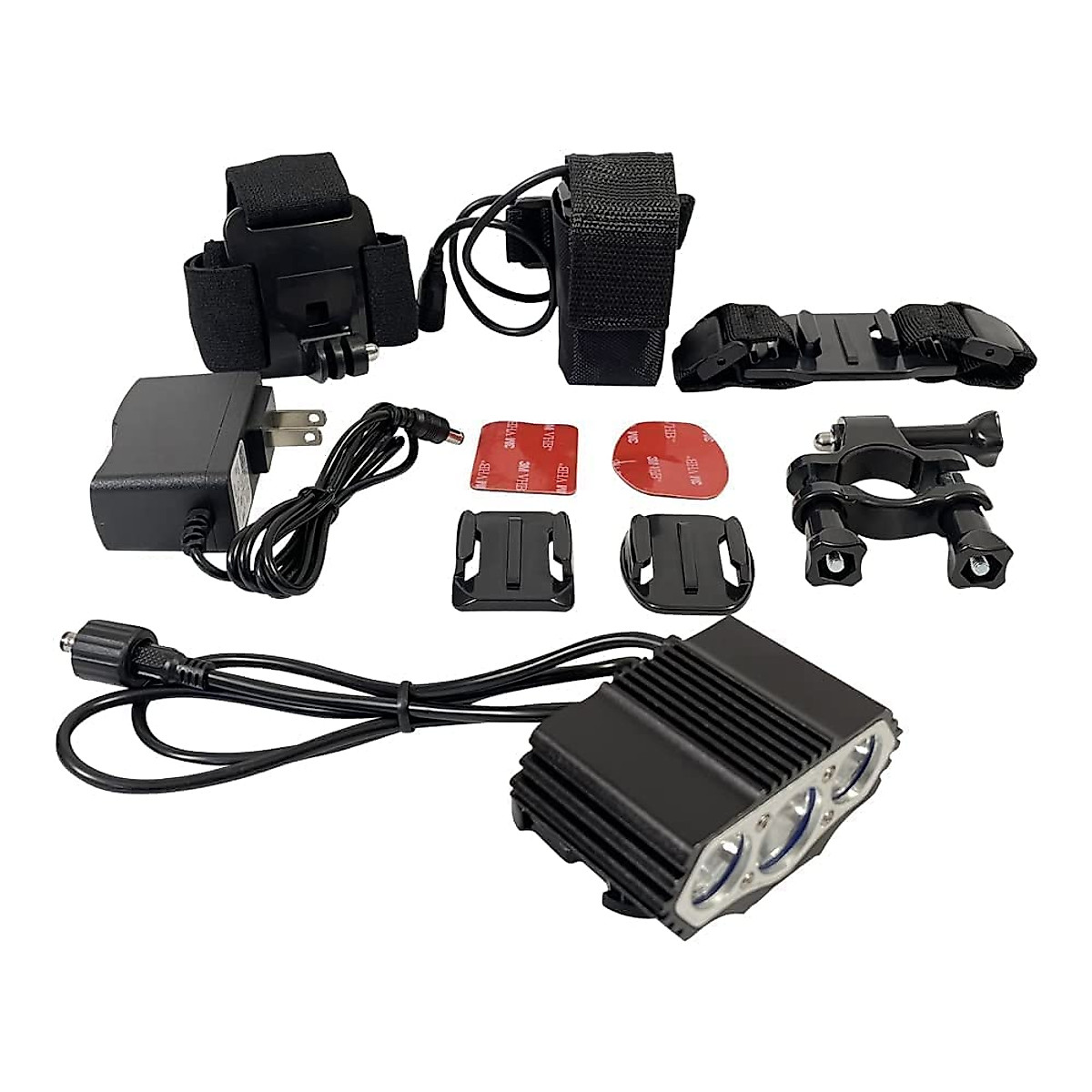 Night Owl Helmet Light Kit with 10pc GoPro Compatible Mount System, Powerful 3000 Lumen LED Riding Light Mount-Anywhere Motorcycle, Bicycle, Ski, Snowmobile, Dirt Bike & More - USA Based