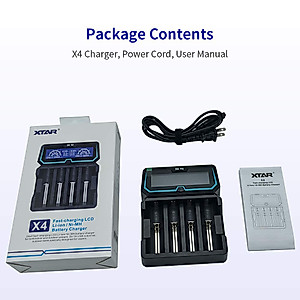 XTAR X4 2A Fast AC Power Battery Charger 2 Input Ports with USB Output Function for 3.6V 3.7V 14500 16340 18650 20700 21700 26650 1.2V AAAA AA A SC C