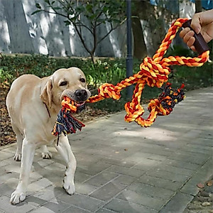 YORUWAN Dog Rope Toys for Aggressive Chewers Large Breeds, Interactive Toys,Tough Dog Chew Toys for Large and Medium Dogs, Indestructible Dental Cleaning Dog Tug of War Toys (Orange)