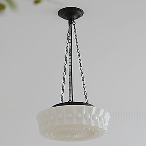 OQHAIR French Minimalist Glass Chandelier Retro Creative Wrought Iron Pendent Lamp Home Bedroom Bedside Restaurant Porch Suspended Chandelier LED Variable Light Indoor Lighting