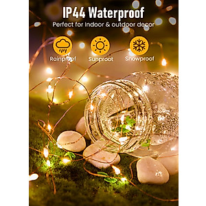 Fairy Lights Battery Operated, 4 Pack 33FT 100 LEDs Mini Battery Powered String Lights, Waterproof Copper Wire Twinkle Lights Mason Jar Lights for Indoor Home Wedding Christmas Decoration, Warm White