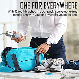 Dental Check 12 Pack Toothbrush, Natural Teeth Whitening Solution, Ultra-Soft Bristles for Dental Care, Angled Bristles for Hard-to-Reach Areas, Clean Away 99% of Plaque & Brighten a Smile (Charcoal)