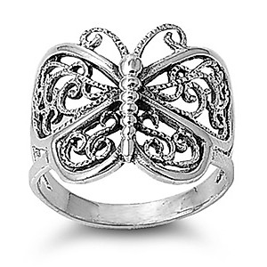 Sterling Silver Women's Butterfly Cute Ring Wholesale 925 Band 19mm Size 7