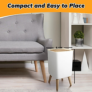 WVIOUOPU 2.6 Gallon/10 Liter Bathroom Kitchen Trash Can with Lid - Office Waste Basket Modern with Press Top Lid - Small Trash Bin Dog Proof Garbage Can with Pop-up Lid for Living Room Toilet (White)