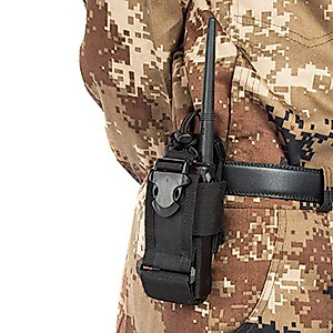 Tactical Radio Holder Radio Case Molle Radio Pouch Military Heavy Duty Radios Holster Bag for Two Ways Walkie Talkie Compatible with Bags/Packs/Duffels by LUITON (Black)