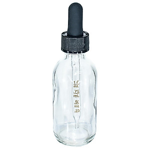 (Pack of 80) 2 oz. Clear Boston Round with Graduated Black Glass Dropper