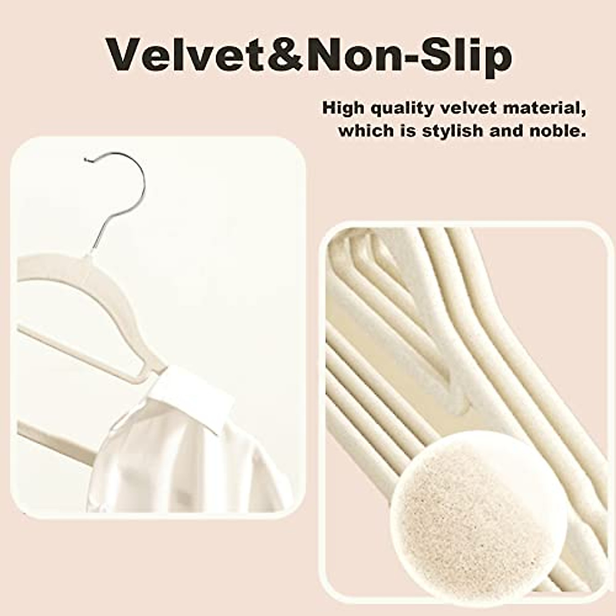 Magazi,ZCVAcom Plant Velvet, Velvet, Non-Slip Suit Hanger - Pack of 10 (Rice White)