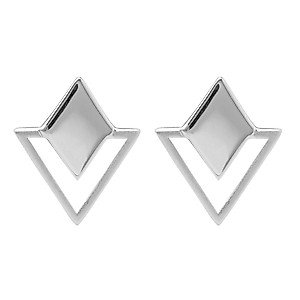 Boma Jewelry Sterling Silver Geometric Diamond & Triangle Stud Earrings