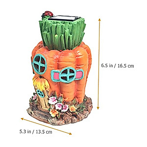 Uonlytech Decorative Home Ornament Decorations Patio House Gardens Solar Garden with Outdoor Shape Gnome Lawn Sculptures Fairy Decor Resin for Lamp Figurine Yard LED Carrot Statue Light