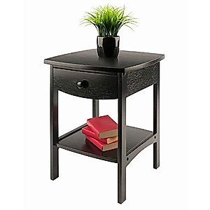 Winsome Leo Model Name Shelving, Tall, Espresso & Wood Claire Accent Table, Black
