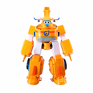 Super Wings 7" Donnie's Dozer Playset with 2" Transform-a-Bot Donnie Mini Figure, Transforming Airplane Toy Vehicle, Plane to Robot, Birthday Gift For Preschool Kids 3 4 5 year old Boys And Girls