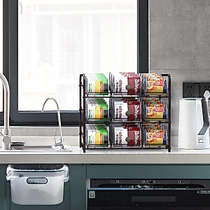 Vrisa Can Organizer for Pantry 2 Pack Stackable Can Rack Organizer Holde up to 72 Cans Canned Good Dispenser for Pantry, Kitchen, Cabinet, Small Spaces White 3-Tier