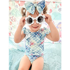 Toddler Girl Baby Ruffles Mermaid Fish Scale Swimsuit One Piece Swimwear Bathing Sunsuit (One Piece, 18-24months)