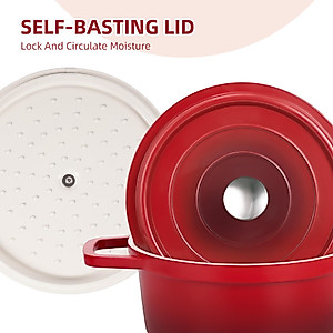 Lightweight 2.5 Qt Dutch Oven Pot with Lid, Nonstick Dutch Oven, Enameled Dutch Oven for Bread Baking, Cast Aluminum Pot Compatile with All Cooktops, Dishwasher Safe Cookware, Red