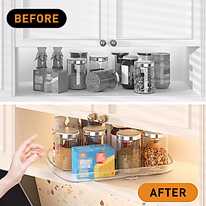 SPACEKEEPER Lazy Susan Turntable Organizer for Fridge Organization and Storage, Rectangle Turntable Lazy Susan Spice Rack for Cabinet Pantry Countertop Fridge Organizers, 2 Pack