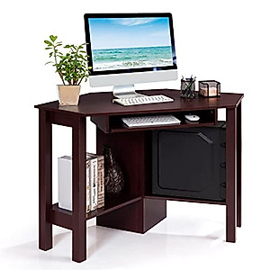MJWDP Wooden Corner Desk with Drawers Computer Computer Desk Study Home Office Writing Study Desk