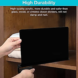 Acrylic Shelf Dividers for Closet Organization - Moveable, Easy to Install, Wood Bookcase, Library, Wardrobe, Closet Shelf Divider - Wood Closet Separators for Clothes, Pack of 8