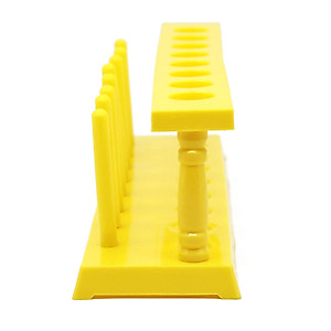 Plastic Test Tube Stand, 2 Pieces Yellow Tube Holder Rack for Laboratory, Detachable, 20mm Hole Diameter (8 Hole)
