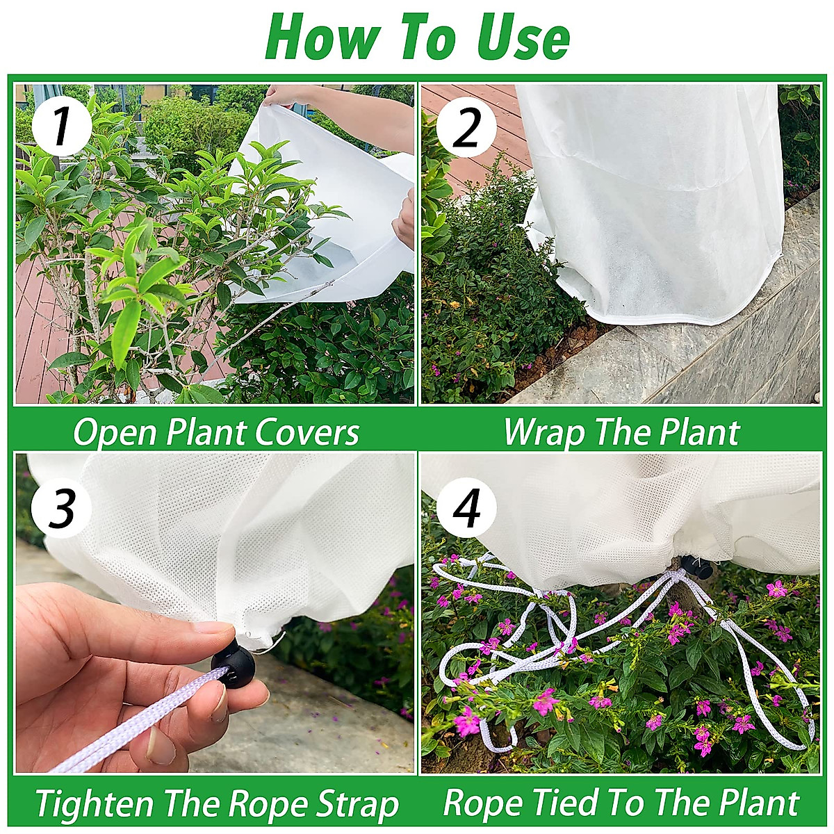 HZxoAxo 5 Packs Upgraded Plant Covers Freeze Protection - 48 x 32IN 2.47 oz/yd²,Reusable Plant Covers Winter with Drawstring,Tree Jacket Blanket for Cold Frost Freeze Bird Insect Prevention