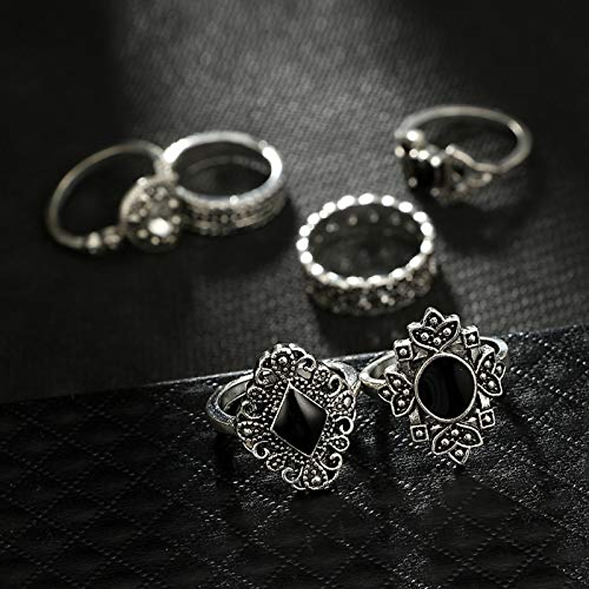 CSIYAN 6-16 PCS Knuckle Stacking Rings for Women,Boho Vintage Stackable Midi Finger Rings Set (I)