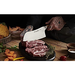 CUTLUXE Cleaver Knife - 7" Vegetable and Meat Butcher Knife - Olive Wood Handle – Full Tang – Olivery Series