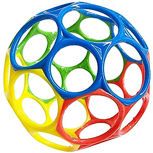 Bright Starts Oball Easy Grasp Classic Ball BPA-Free Infant Toy in Red, Yellow, Green, Blue, Age Newborn and up, 4 Inches