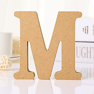 4 Inch DIY Wooden Letters for Crafts Easter Alphabet Letters for Table Decoration Paintable Decorative Letters Standing Letters Slices Sign Board Decoration for Craft Home Party Projects (M Style)