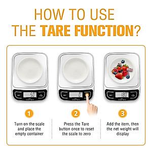 Easy@Home Digital Kitchen Scale Food Scale with High Precision to 0.04oz and 11 lbs capacity, Digital Multifunction Measuring Scale, EKS-202