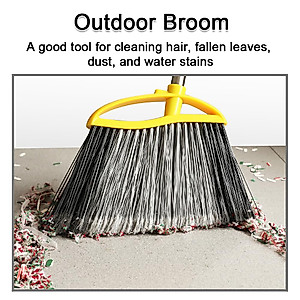 Outdoor Broom with 57” Long Handle, Heavy Duty Broom with Stiff Bristles,Angle Sweeping Broom for Floor Cleaning Garage Patio Garden House and Kitchen