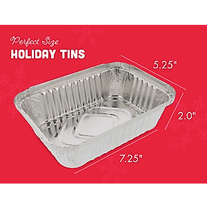 Gia's Kitchen Aluminum Pans with Lids, Set of 12 Christmas Tins - Heavy Duty Foil Pans with Lids, Ideal for Leftovers, Holiday Cookie Gifts - Assorted Traditional Foil, Rectangular (24 Piece Set)
