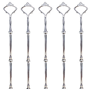 Happy Will 5 Sets 3 Tier Crown Cake Stand Fruit Cake Plate Handle Fitting Hardware Rod Stand Holder with Stylus Silver (Plates Not Include)