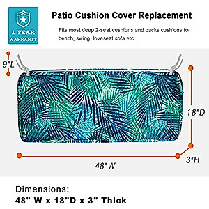 NettyPro Outdoor Bench/Loveseat Cushion Cover 48 x 18 x 3 Inch, Water Resistant UV Protection Patio Furniture Swing Cushion Slip Cover with Zipper, Replacement Cover Only