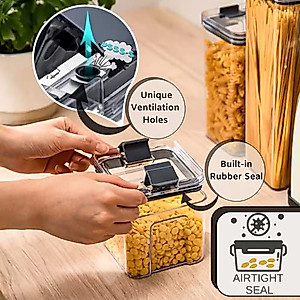 Airtight Food Storage Containers Set with Lids 12-Pack - BPA-Free Clear Plastic Stackable Storage Containers for Kitchen Pantry & Refrigerator Organization - Dry Food Canisters for Pasta, Cereal, Rice, Flour