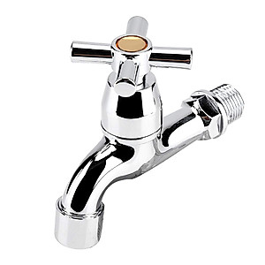 Nikou Kitchen Sink Faucet, ABS Water Faucet Washing Machine Sink Basin Cold Water Tap with Single Spout & Handle (Size : #3 Cross Handle)