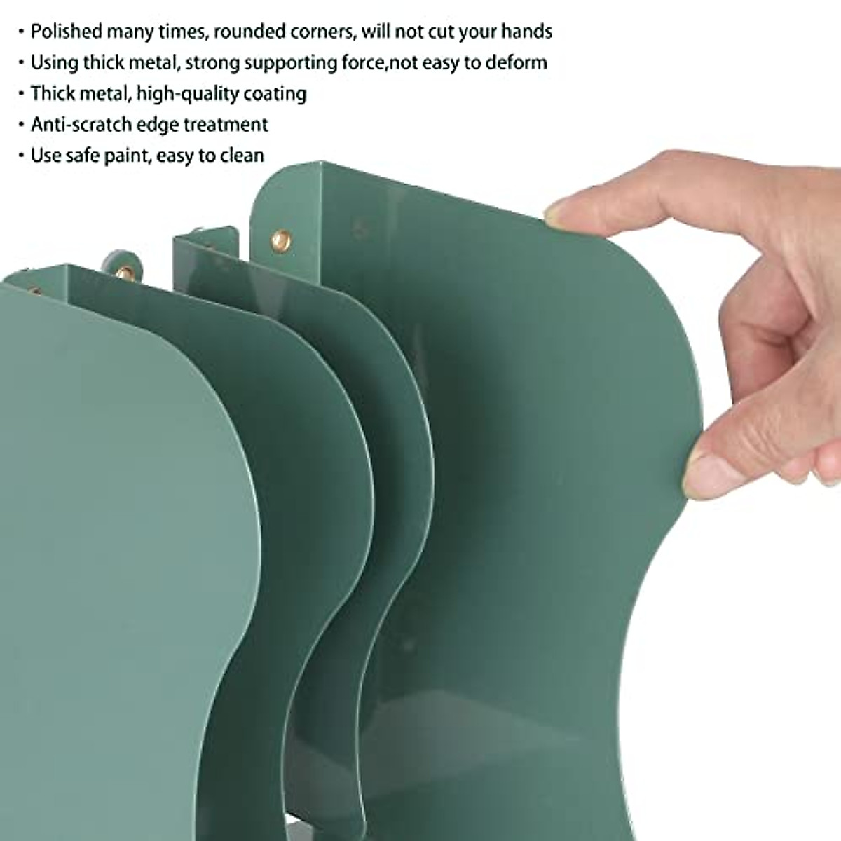 Zyners Adjustable Metal Bookends Heavy Duty for Shelves, 2 Dividers, Anti-Slip Design Expandable Book Ends for Desk, Office(Dark Green, 19 inches Max)