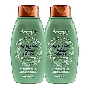 Aveeno Fresh Greens Shampoo + Conditioner with Rosemary, Peppermint & Cucumber to Thicken & Nourish, Clarifying & Volumizing Shampoo for Thin or Fine Hair, Paraben-Free, 12 Fl Oz