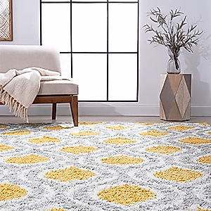 Gold Easy Clean Large 8x10 Shag Rug - 8x10 Area Rug - Indoor Modern Area Rugs Living Room - Dining Room Rug Bedroom Rug Kitchen Rug Entryway Rug Shaggy Carpet - Alfombras para Salas Modernas