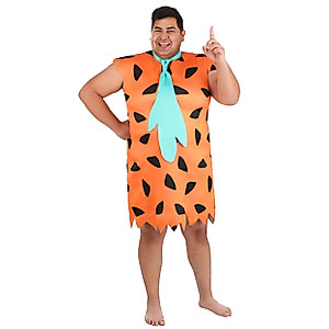 Fun Costumes Adult Plus Size Flintstones Fred Flintstone Costume | Men's Caveman Fred Flintstone Character Cosplay Outfit - 4X, Orange