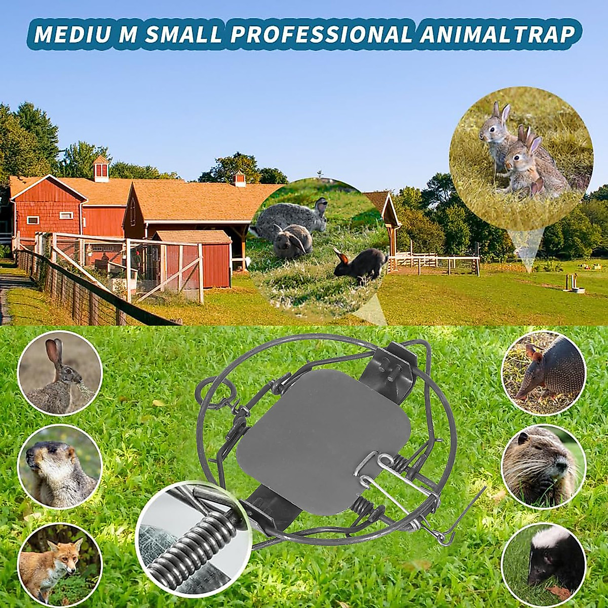 𝐚𝐧𝐢𝐦𝐚𝐥 𝐭𝐫𝐚𝐩 2 Packer Outdoor Spring Trap Easy Set Weather-Resistant Outdoor Durable Reusable Trap Solid Metal Outdoor Trap for Home & Yard & Garden… (5in - 2 Packer)