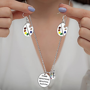 LittleBlueDeer Art Lover Gifts for Women,Artist Mugs for Coffee,Art Coffee Mugs for Women,Artistic Coffee Cups,Art Teacher Scarf,Artist Necklace for Girls