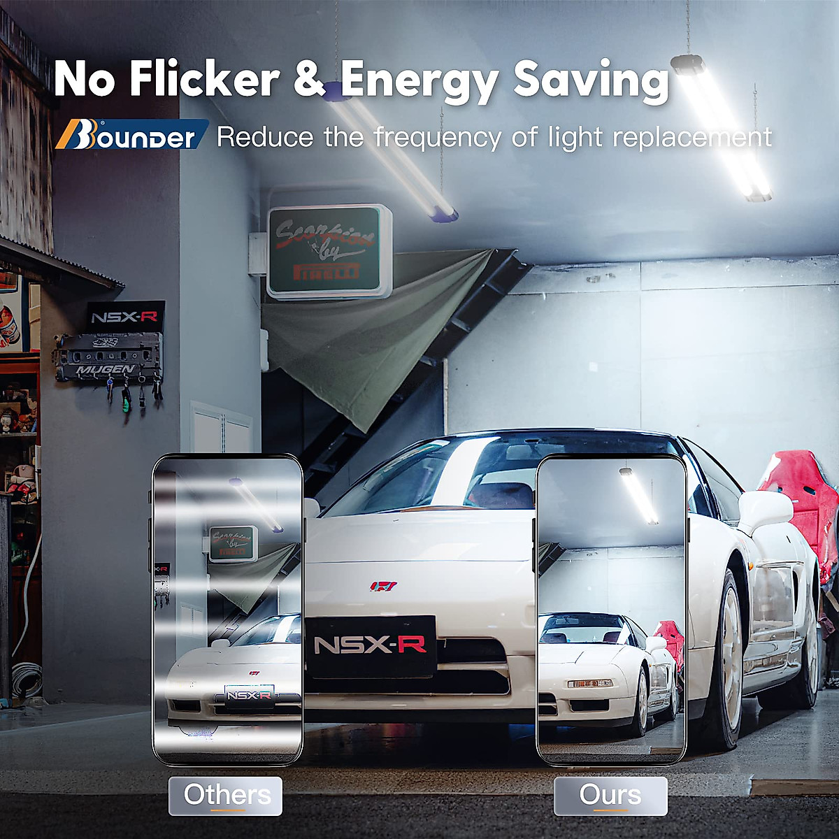 BBOUNDER 1 Pack Linkable LED Utility Shop Light, 4400 LM, 6500K Cool Daylight, 4 FT, 48 Inch Integrated Fixture for Garage, 40W Equivalent 250W, Surface + Suspension Mount, Black