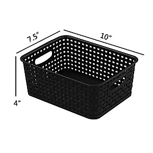 Qqbine Plastic Woven Basket, Plastic Weave Organizer Bins, 6 Packs
