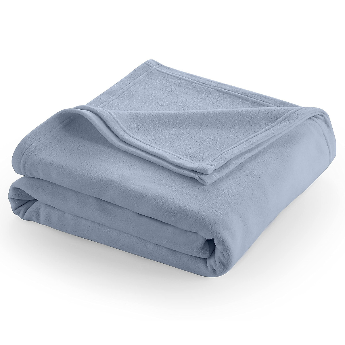 Martex 1B06870 Super Soft Fleece Lightweight Reversible Cozy Warm Sofa Blanket Low Lint Luxury Hotel Style All Seasons Layering Solid Pet Friendly Queen Size Bed and Couch Blankets, Full Queen, Blue