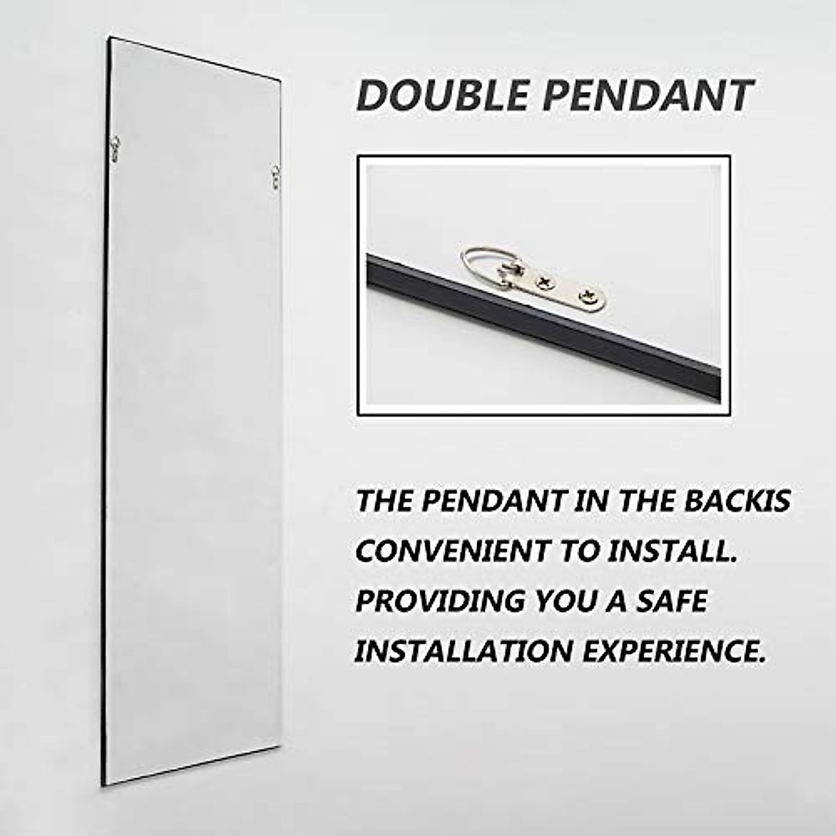 FANYUSHOW Full Length Mirror Explosion-Proof Wall Mounted Hanging Mirror Door Mirror Full Length for Bedroom, Living Room, Room Decor 50"x 14", Black