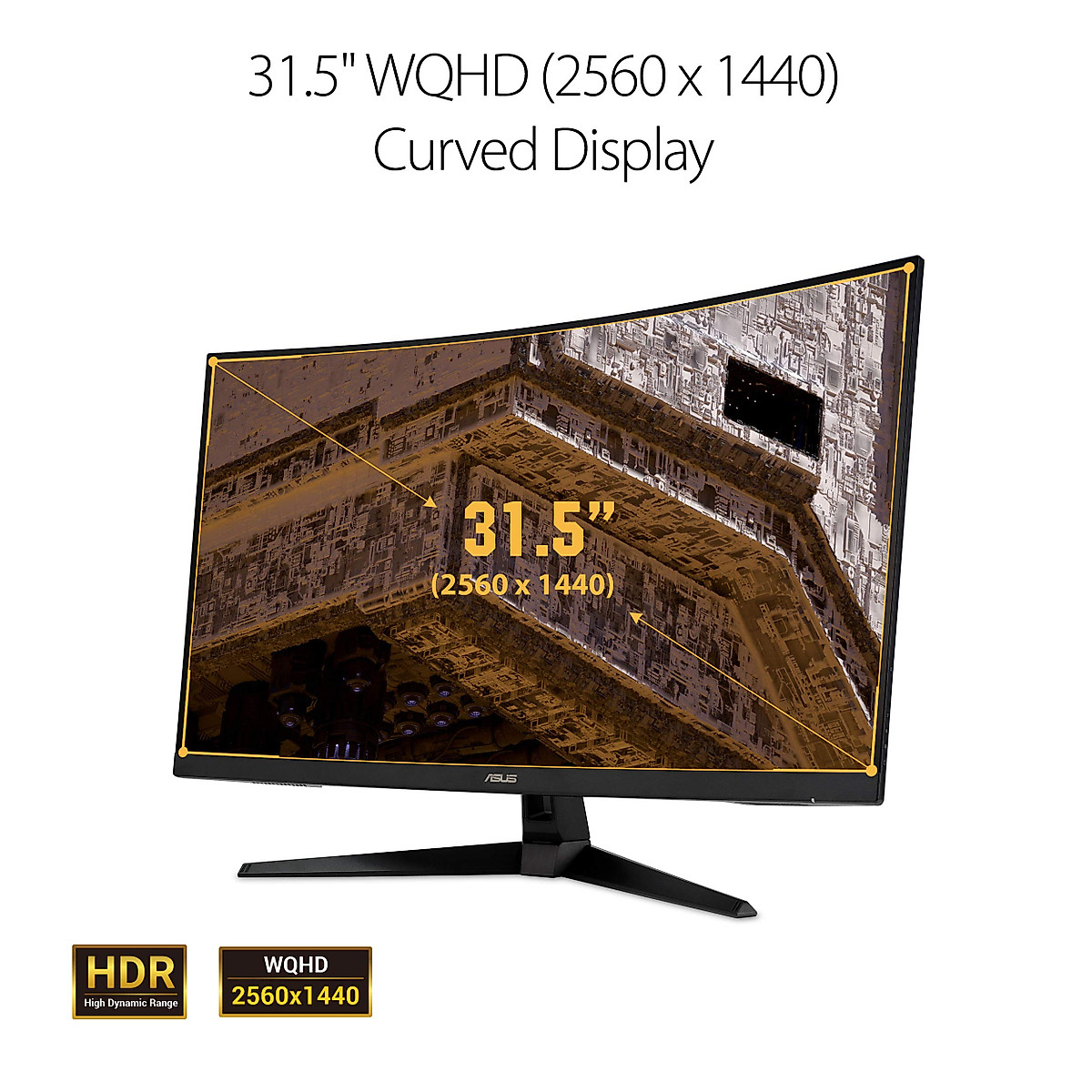 ASUS TUF Gaming 32" 1440P HDR Curved Monitor (VG32VQ1B) - QHD (2560 x 1440), 165Hz (Supports 144Hz), 1ms, Extreme Low Motion Blur, Speaker, FreeSync Premium, VESA Mountable, DisplayPort, HDMI,BLACK